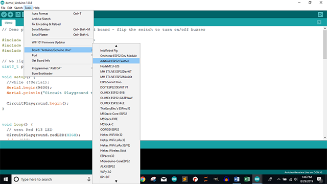 How To Program the Adafruit Huzzah32 on the Arduino IDE